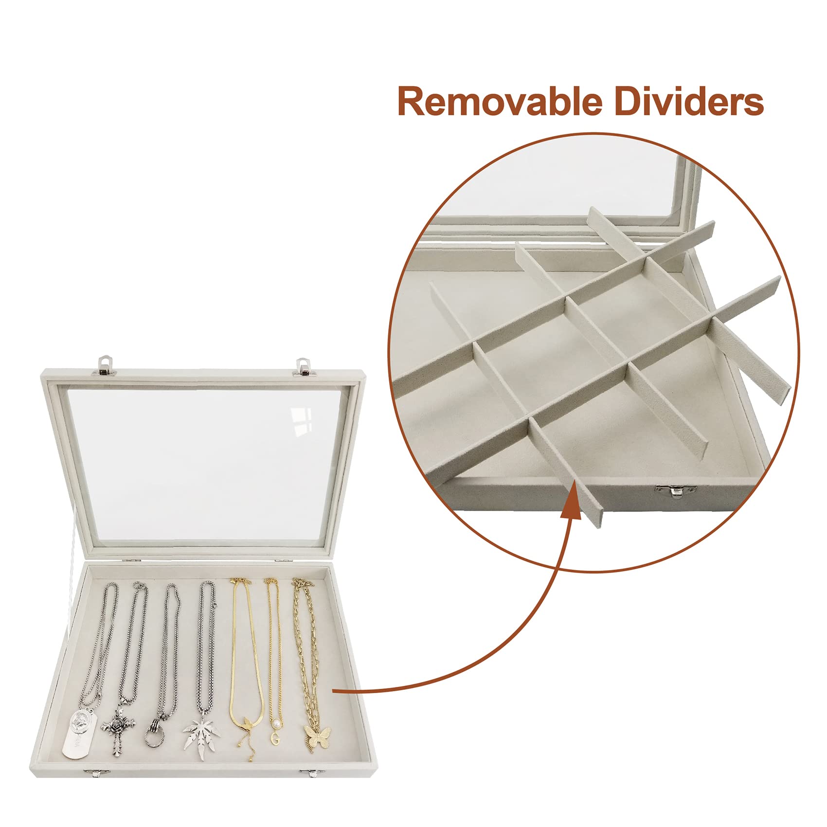 BesyPro 12 Grids Bracelet Organizer Box Ice Velvet Bangles Jewelry Storage Tray with Transparent Lid (Beige)