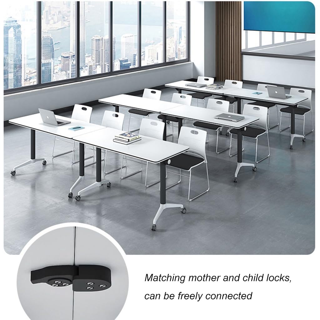 3pcs Foldable Conference Tables, Flip Top Mobile Training Table with Modesty and Lockable Wheels,Quickly Change from Horizontal to Vertical (Color : B, Size : 120 * 40 * 75cm)