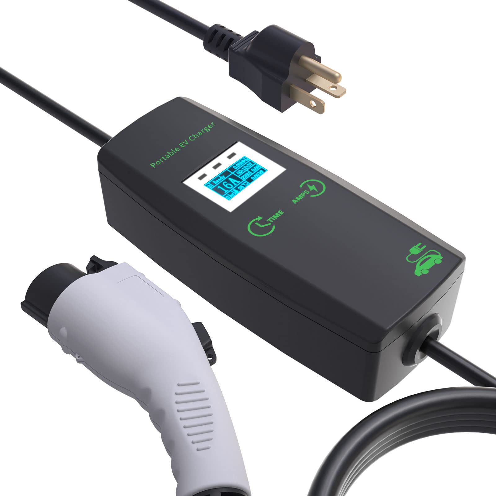 K.H.O.N.S. Portable EV Charger Level 2 J1772 6-20 Plug 16A/25FT Cable for Indoor and Outdoor Charing (G1S-5C)