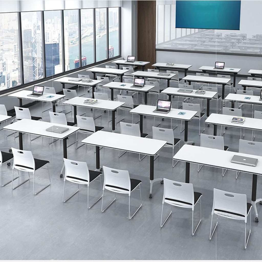 3pcs Foldable Conference Tables, Flip Top Mobile Training Table with Modesty and Lockable Wheels,Quickly Change from Horizontal to Vertical (Color : B, Size : 120 * 40 * 75cm)