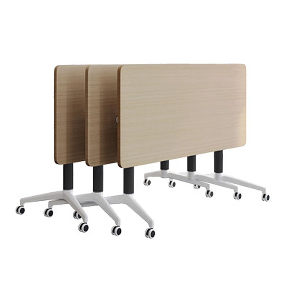 3pcs Foldable Conference Tables, Flip Top Mobile Training Table with Modesty and Lockable Wheels,Quickly Change from Horizontal to Vertical (Color : B, Size : 120 * 40 * 75cm)