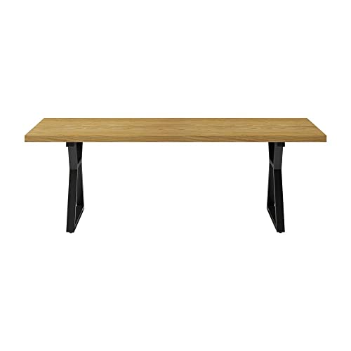 homary 70.9" Natural Industrial Dining Table for 6-8 People, Rectangular Wood Kitchen Table with Metal Legs