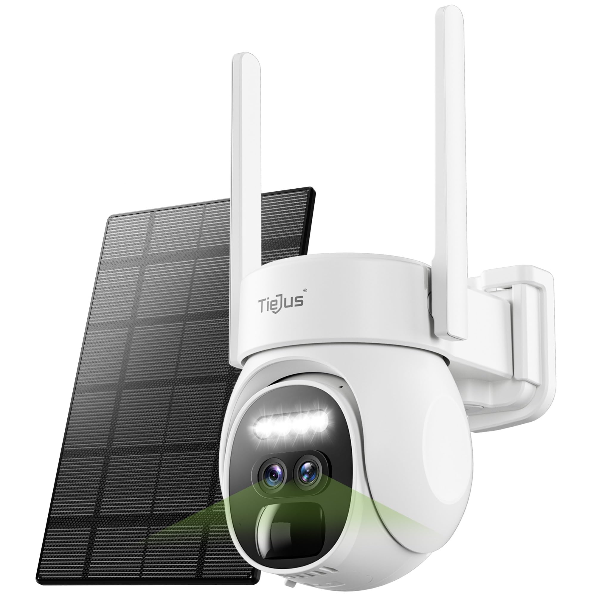 [ 10X Zoom ] TIEJUS Dual Lens Security Cameras Wireless Outdoor, 360° PTZ Solar Cameras for Home Security Outside, 2K Color Night Vision, Motion Alarm