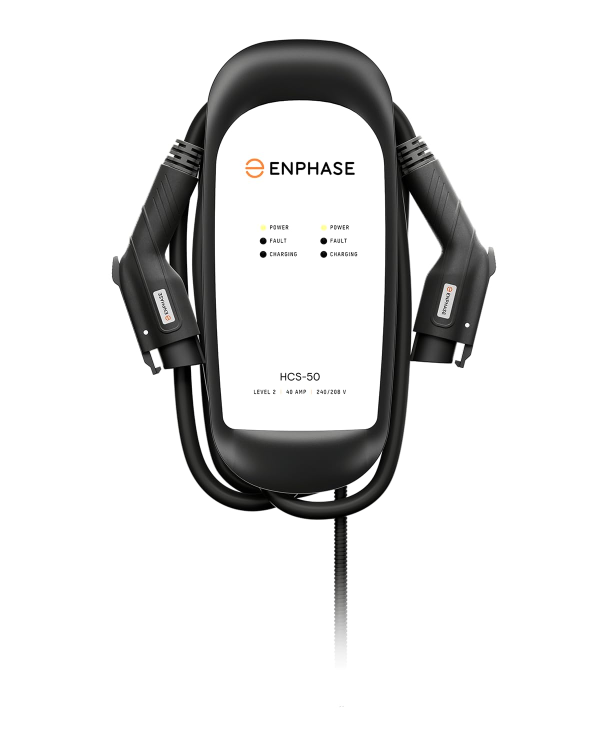 40 Amp Dual EV Charger, Enphase HCS-D50, 240v, 9.6kW Power, 5-Year Warranty, Safety Certified, J1772 Connectors, Hardwired, 25ft Cables, Formerly ClipperCreek