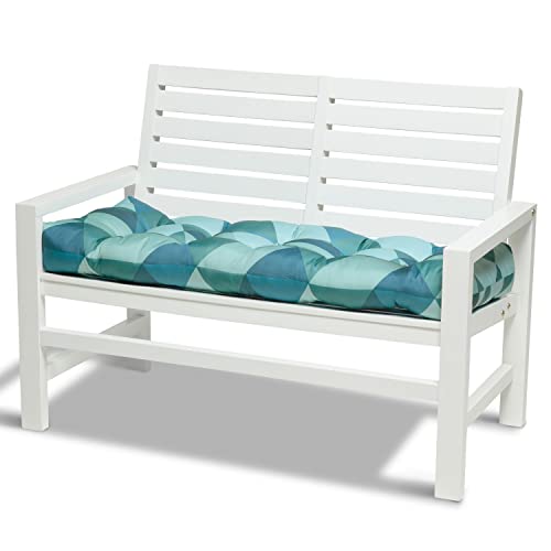 Duck Covers Water-Resistant Indoor/Outdoor Bench Cushion, 48 x 18 x 5 Inch, Blue Lagoon Geo, Patio Bench Cushion
