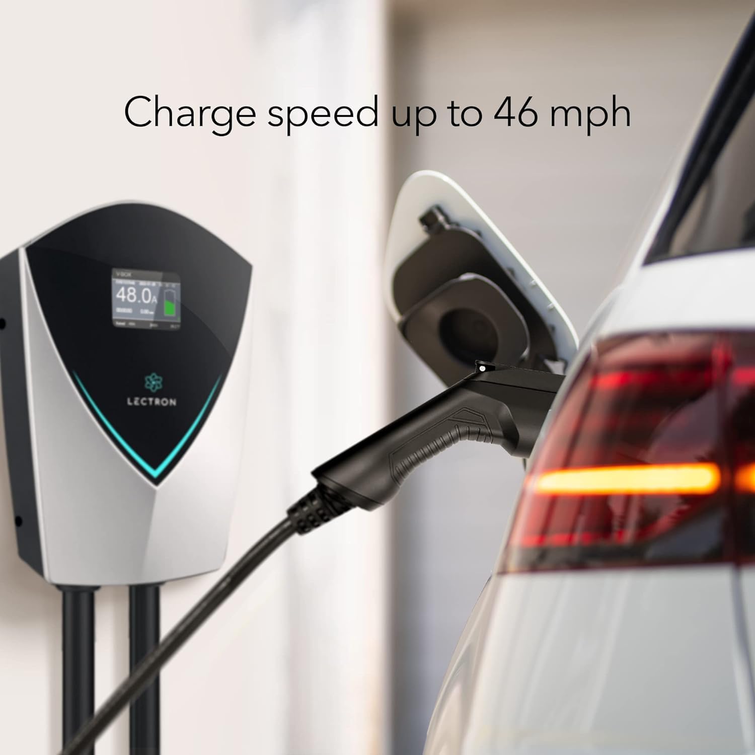 Lectron V-Box 48 Amp Electric Vehicle Charging Station - Powerful Level 2 EV Charger (240V) with NEMA 14-50 Plug/Hardwired - Energy Star and ETL Certified for J1772 EVs