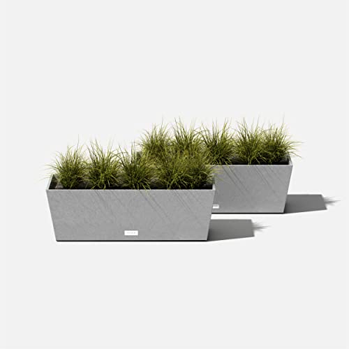 Veradek Pure Series Window Box Planter - Long Rectangular Planter for Indoor or Outdoor Windowsill/Balcony | Durable All-Weather Use with Drainage Holes | Modern Decor for Herbs, Small Plants, Flowers