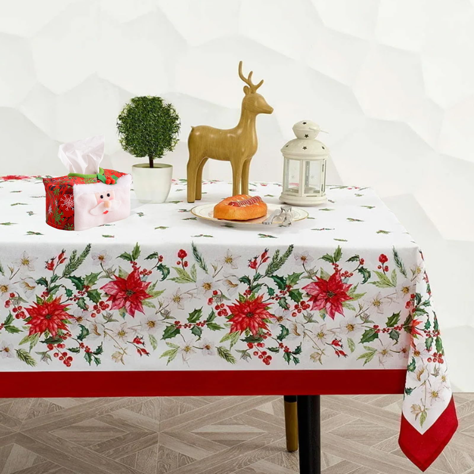EOQPDECD 2 Pcs Christmas Tissue Box Cover Rectangular Santa Claus Xmas Snowman Tissue Case Tissue Holder Paper Towel Holder Napkin Container Winter Desktop Decoration for Holiday Home Office