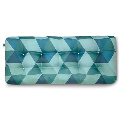 Duck Covers Water-Resistant Indoor/Outdoor Bench Cushion, 48 x 18 x 5 Inch, Blue Lagoon Geo, Patio Bench Cushion