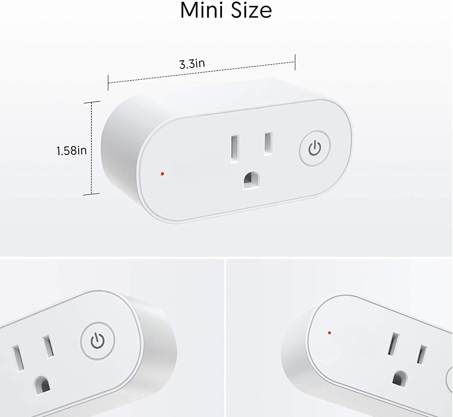 Smart Plug 15A, Smart Home WiFi Outlet, with Energy Monitoring, Works with Siri, Alexa, Google Home Nest Hub and Smartthings, No Hub Required, 2.4GHz WiFi Required(2 Pack)