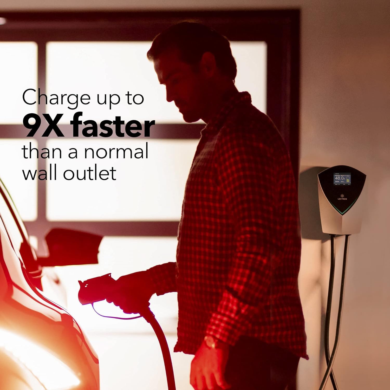 Lectron V-Box 48 Amp Electric Vehicle Charging Station - Powerful Level 2 EV Charger (240V) with NEMA 14-50 Plug/Hardwired - Energy Star and ETL Certified for J1772 EVs