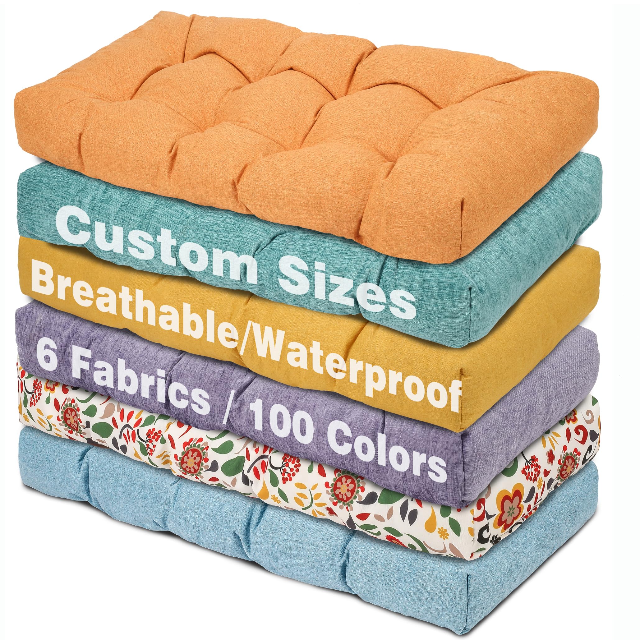 Custom Tufted Bench Cushions,Non Slip Memory Foam Bench Cushion for Indoor Furniture,4 inches Thick Outdoor Swing seat Cushions,Water Resistant Bench Pillows Pads for Piano Garden