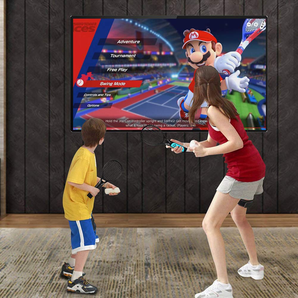 Switch Tennis Racket for Mario Tennis Aces, Twin Pack Nintendo Switch Joy-Con Controller for Tennis World Tour Game Accessories, Realistic Experience as Gifts for Kids and Adults