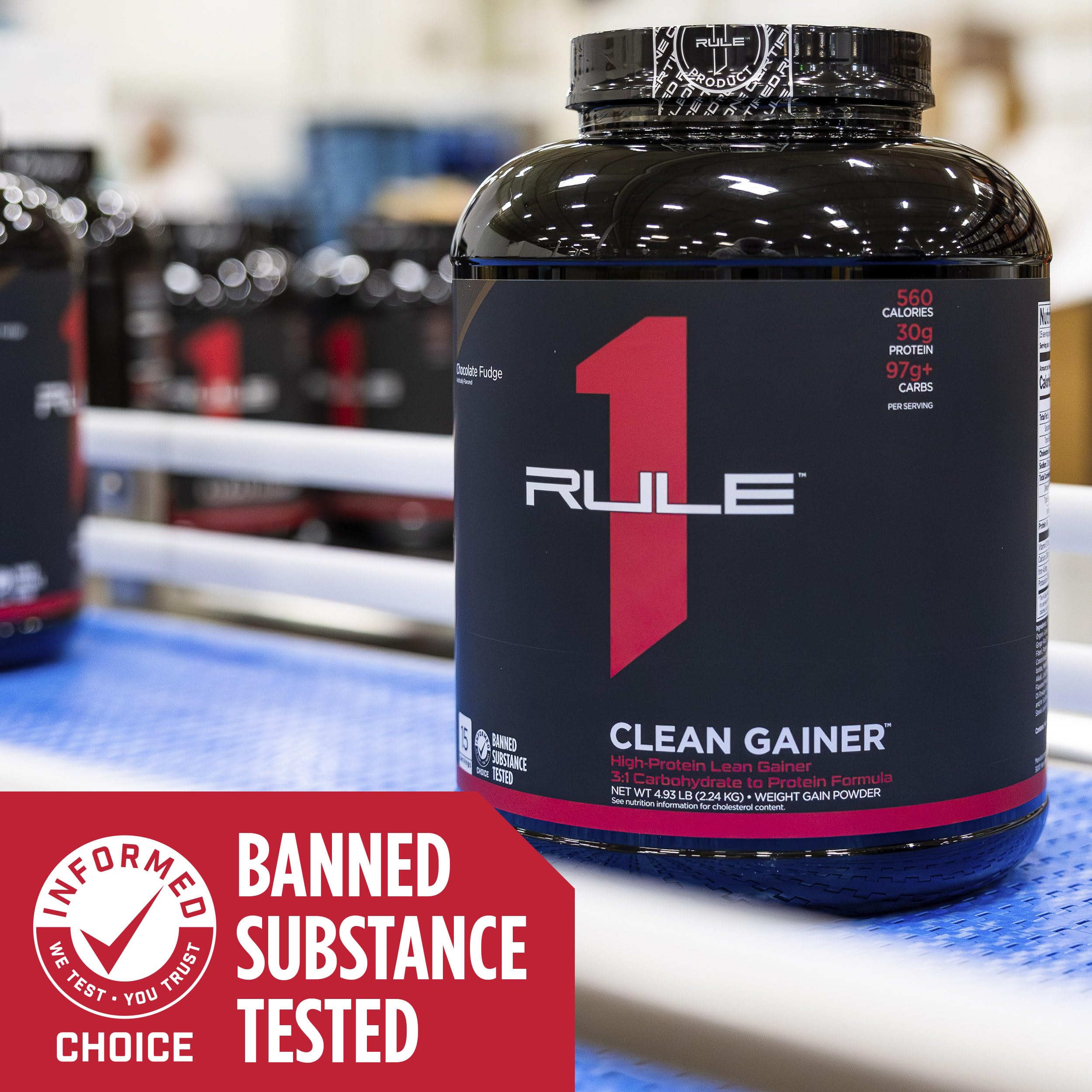 Rule One Proteins, R1 Clean Gainer - High-Protein Lean Gain Formula with 560 Calories, 30g of Full-Spectrum Protein, Over 90g Carbs, Under 6g of Fat (15 Servings, Chocolate Peanut Butter)
