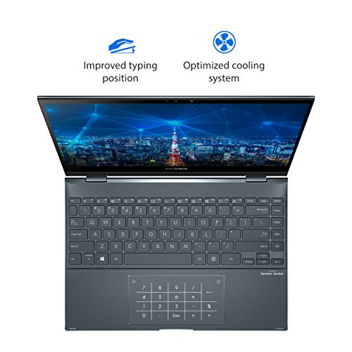 ASUS ZenBook Flip 13 Ultra Slim Convertible Laptop, 13.3” OLED FHD Touch Display, Intel Core i5-1135G7 Processor, Intel Iris Xe Graphics, 8GB RAM, 512GB SSD, Windows 10 Home, Pine Grey, UX363EA-DH51T