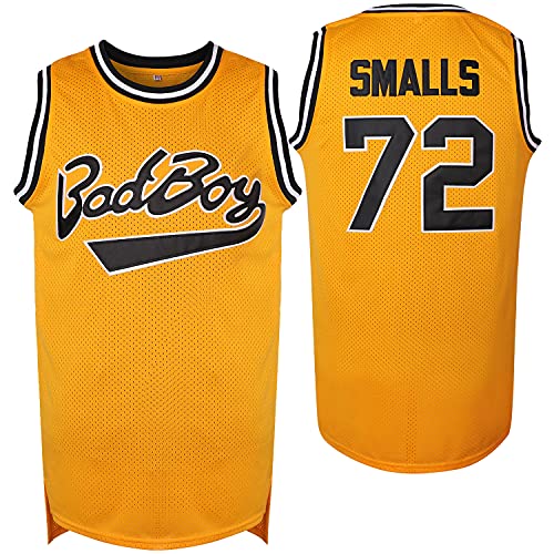 MESOSPERO BadBoy #72 Biggie Smalls Movie Notorious Big 90s Hip Hop Clothes for Party Men Basketball Jersey (Yellow, Medium)