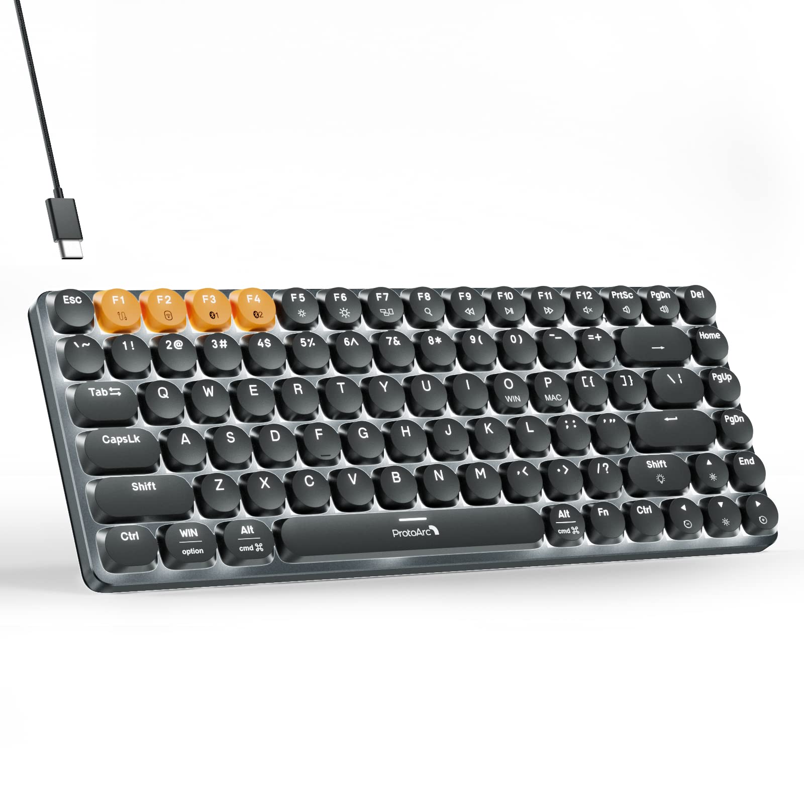 ProtoArc MECH K301 Office Keyboard - 75% Tactile Quiet Keyboard with Backlit, Triple-Mode 2.4G/USB-C/Bluetooth, Red Switches for PC, Mac, Windows, iPad - 84 Keys