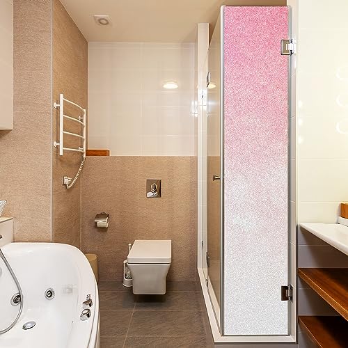 IOACIY Privacy Window Film Frosted Glass Sticker for Home Office Static Anti-UV Window Paper Decorative Window Covering for Bathroom (Universe Outer Space Starry Sky Red Blue-178, 17.7" x 23.6")