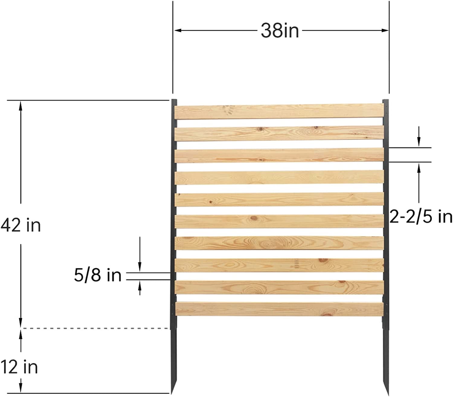 POKUULA Privacy Screens 42" H x 38" W No-Dig Wooden Patio Privacy Screen Outdoor for Trash Cans, Pool Equipment, Air Conditioning Units (2 Panels) Unassembled,Pine (Privacy Screens)