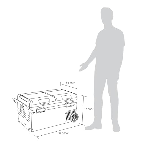 Newair Portable 80 Qt. Electric Car Camping Cooler with 4 Battery Protection Modes, Dual Zone Fridge and Freezer Storage, Retractable Handle, Outdoor Wheels and Rugged Construction
