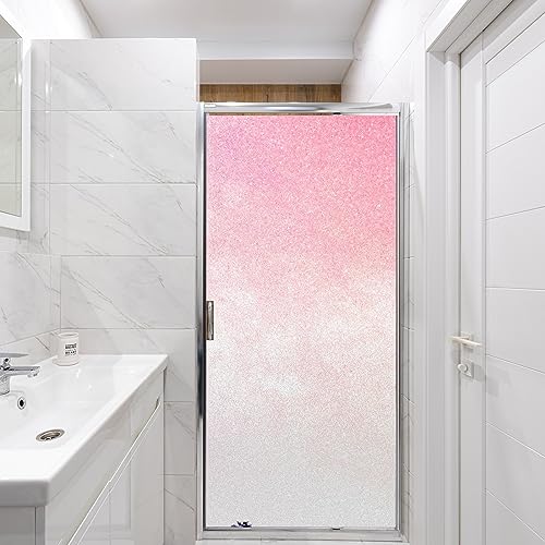 IOACIY Privacy Window Film Frosted Glass Sticker for Home Office Static Anti-UV Window Paper Decorative Window Covering for Bathroom (Universe Outer Space Starry Sky Red Blue-178, 17.7" x 23.6")