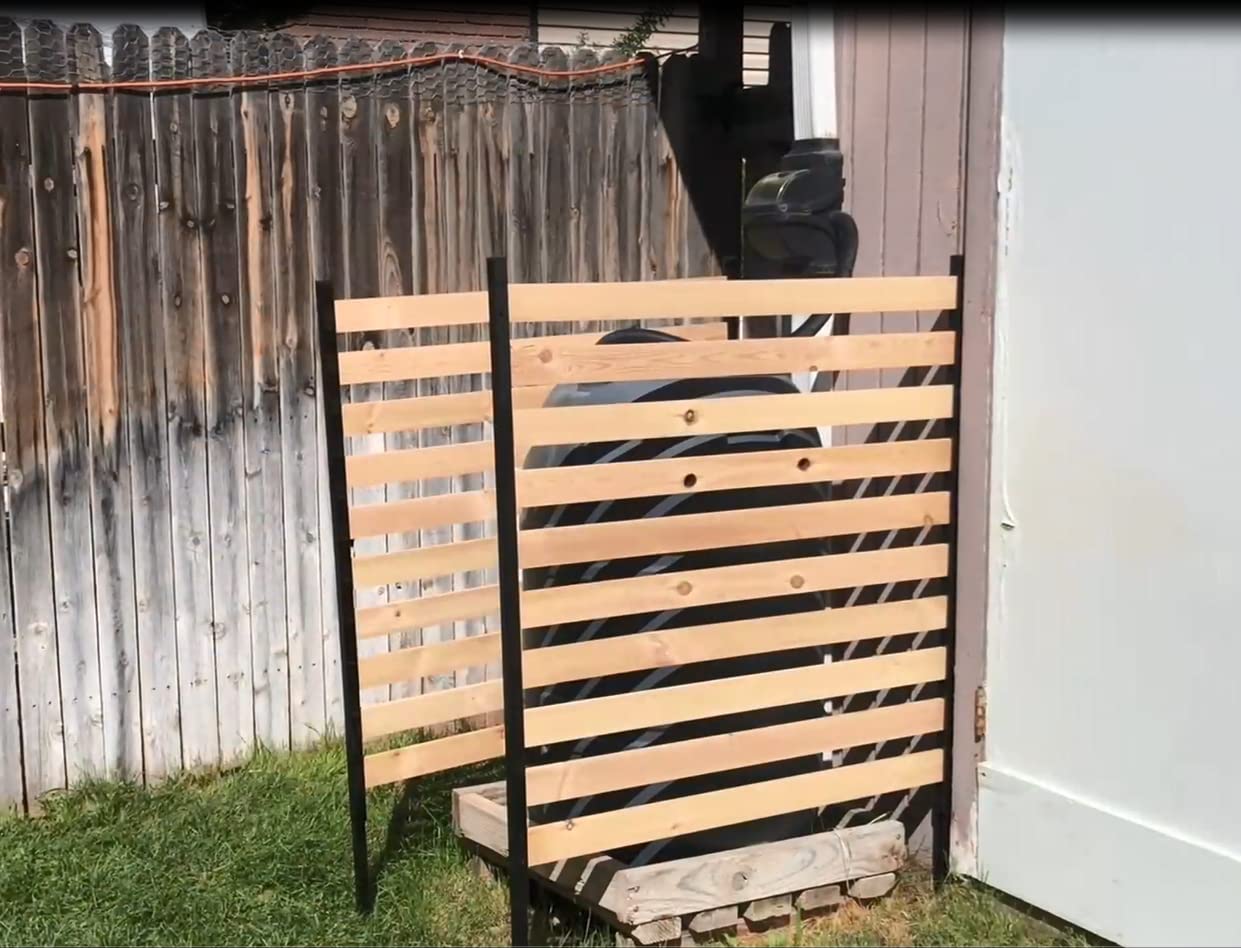 POKUULA Privacy Screens 42" H x 38" W No-Dig Wooden Patio Privacy Screen Outdoor for Trash Cans, Pool Equipment, Air Conditioning Units (2 Panels) Unassembled,Pine (Privacy Screens)