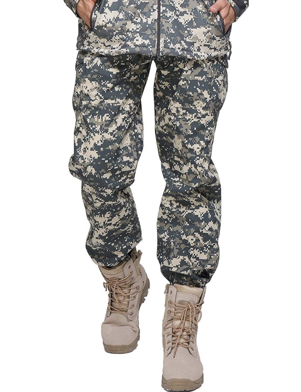 YFNT Men Softshell Hiking Pants Winter Fleece Snowboard Ski Pants (38x34, ACU)