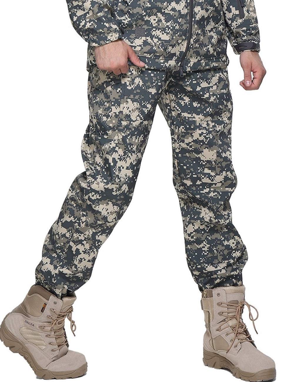YFNT Men Softshell Hiking Pants Winter Fleece Snowboard Ski Pants (38x34, ACU)