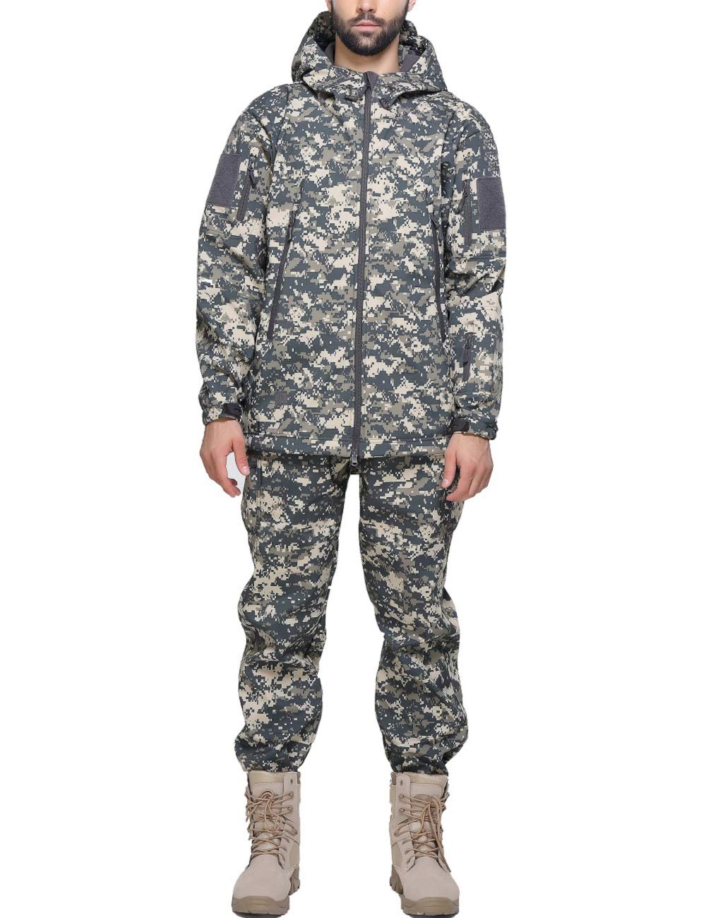 YFNT Men Softshell Hiking Pants Winter Fleece Snowboard Ski Pants (38x34, ACU)