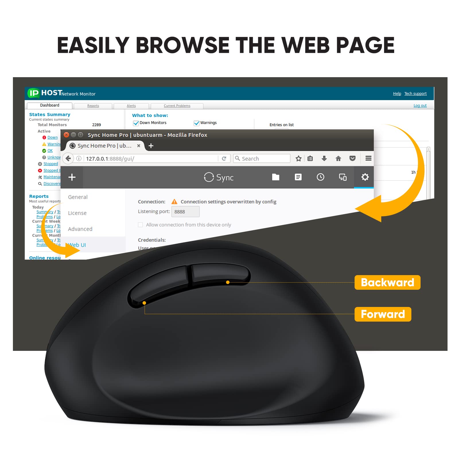 ProtoArc Wireless Vertical Mouse, EM14 Ergonomic Wireless Mouse 2.4G Optical Vertical Mice, 800/1200 / 1600 DPI, Reduce Wrist Strain, for Small Hands