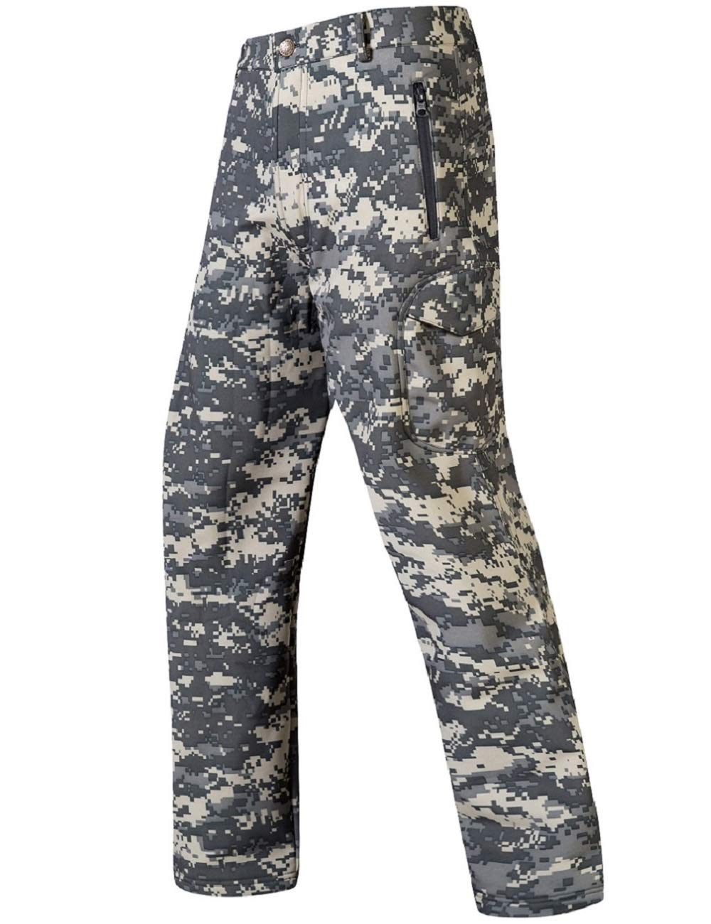 YFNT Men Softshell Hiking Pants Winter Fleece Snowboard Ski Pants (38x34, ACU)