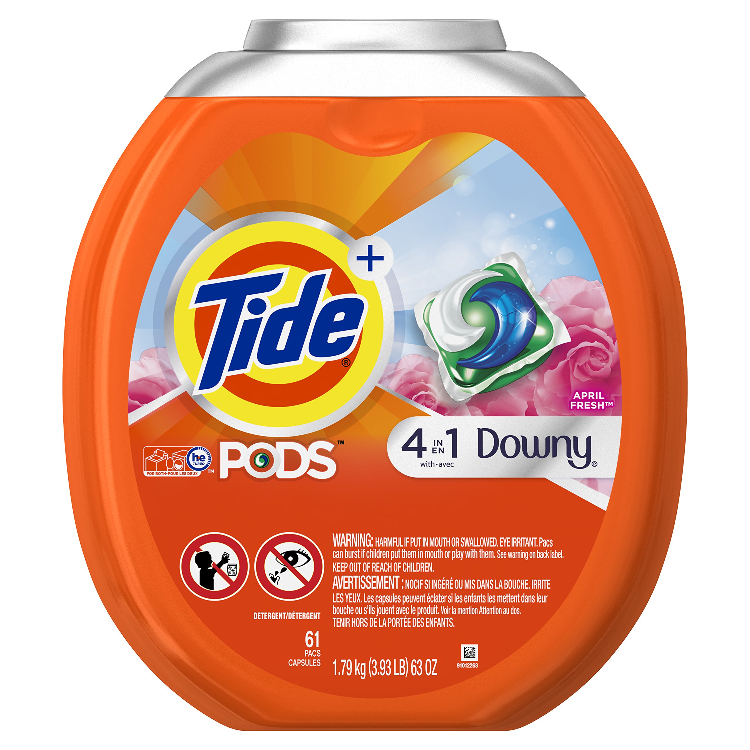 Tide PODS Plus Downy 4 in 1 HE Turbo Laundry Detergent Pacs with Downy Fresh Protect April Fresh with Febreze Odor Defense & Downy April Fresh Fabric Softener Dryer Sheets