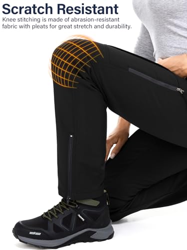 Womens Snow Pants Winter Waterproof Pants Outdoor Soft Shell Fleece Linded Cargo Ski Hiking Pants, Black 16