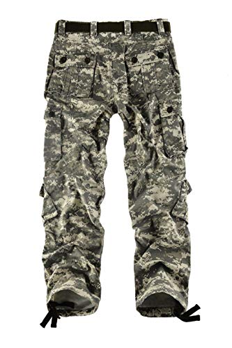 Leward Men's Wild Cotton Casual Military Army Cargo Camo Combat Work Cargo Hiking Pants with 8 Pocket (Digital 1, 36)