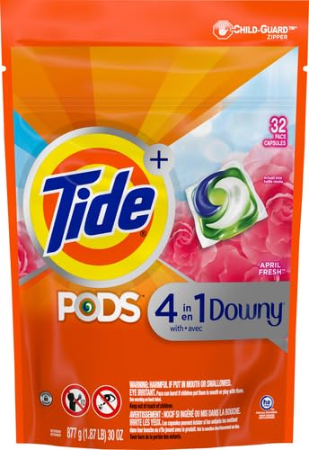 Tide PODS Downy HE Turbo Laundry Detergent Pacs, April Fresh Scent, 32 Count Bag