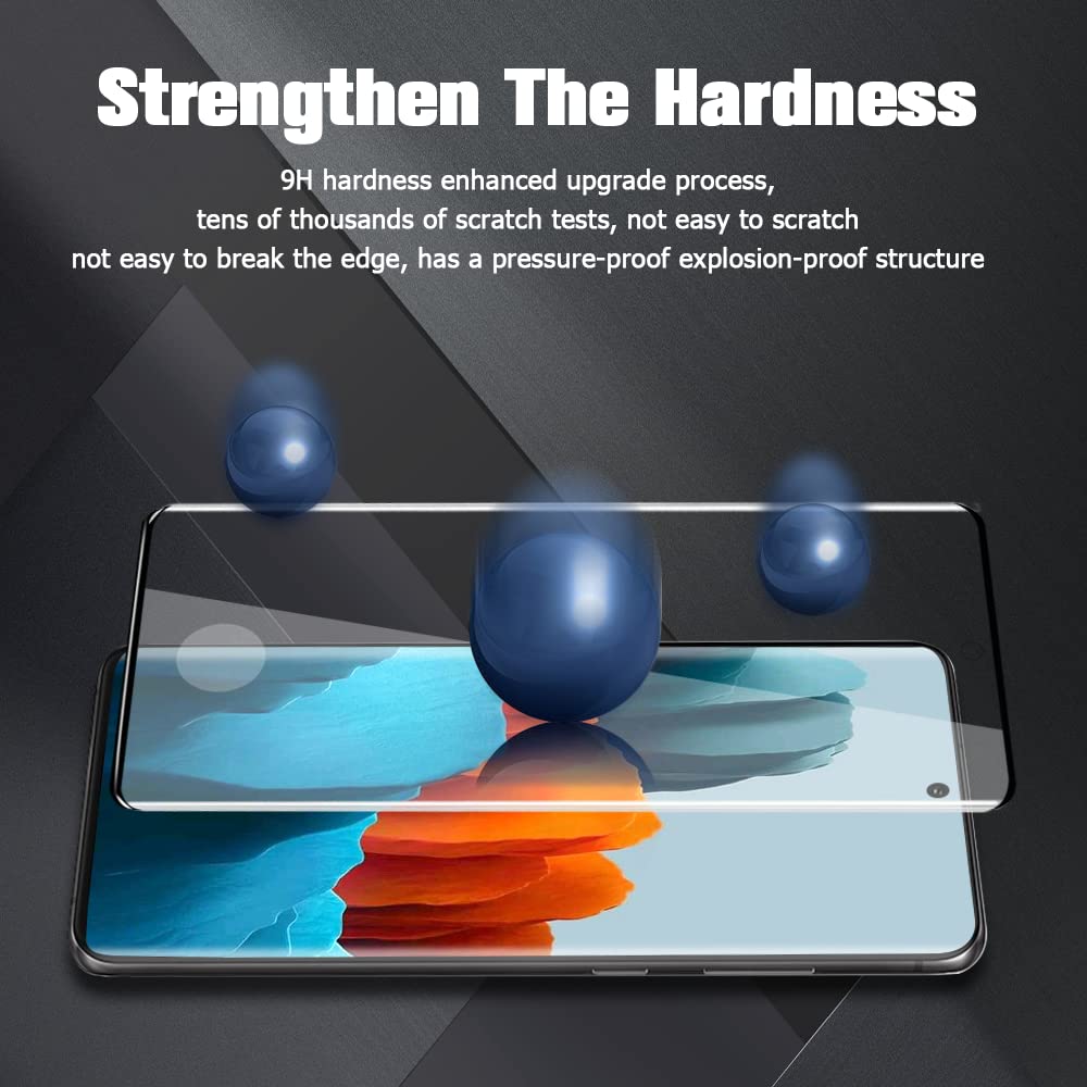 [2+2Pack] Galaxy S21 Ultra Screen Protector + Camera Lens Protector, Full Clarity Coverage,9H Tempered Glass, Ultrasonic Fingerprint Support,Anti Bubble,3D HD Curved for Samsung S21 Ultra 6.8 Inch