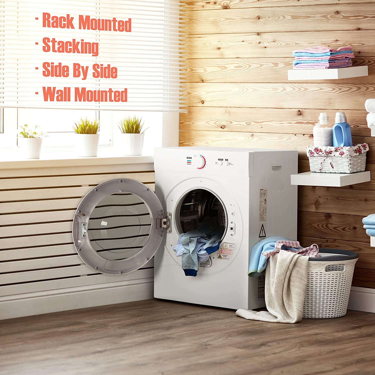 Euhomy Compact Laundry Dryer 1.8 cu.ft, Stainless Steel Clothes Dryers With Exhaust Pipe & DANCO Dishwasher Snap Coupling Adapter