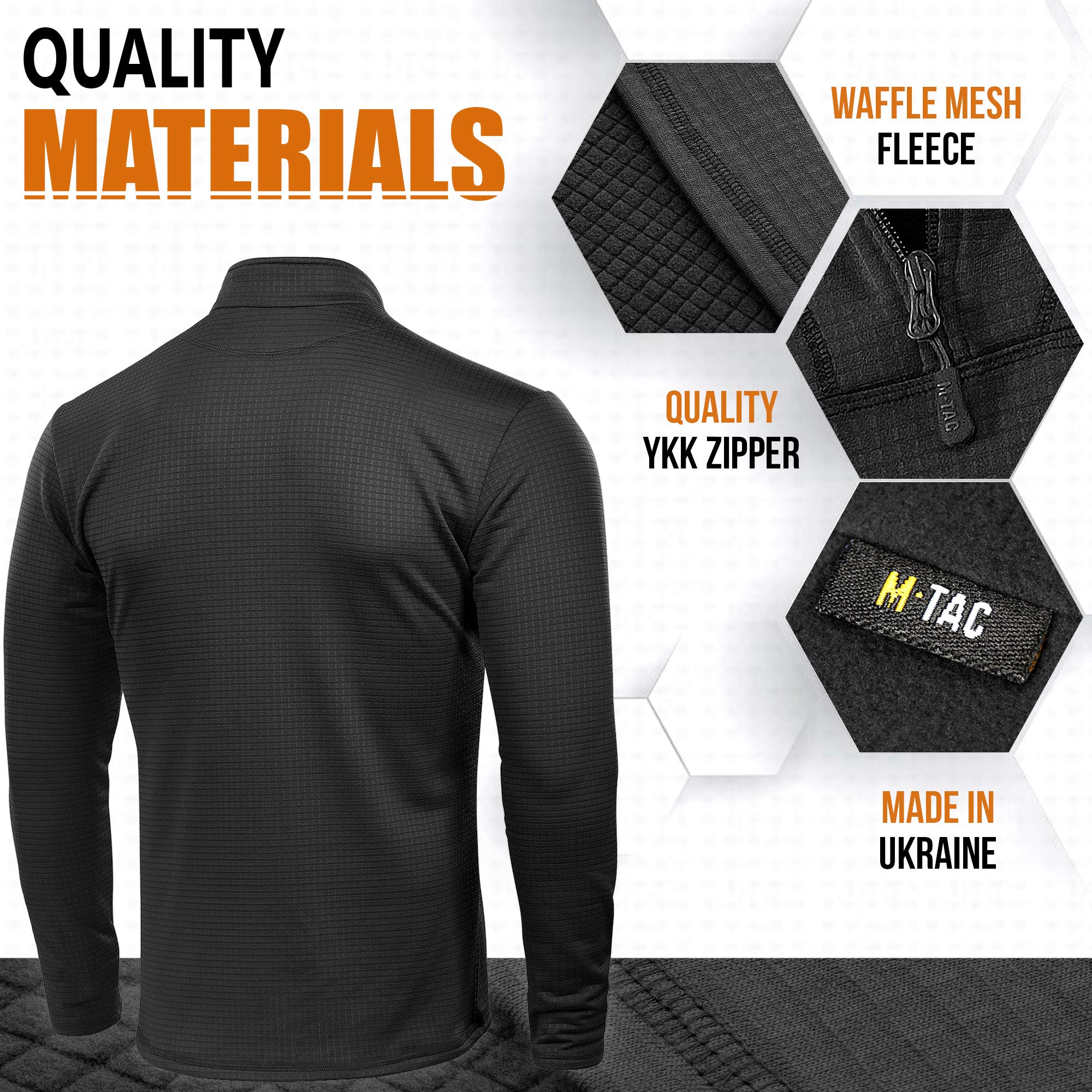 M-Tac Thermal Underwear for Men Fleece Lined Compression Shirt Delta Level 2 (Black, M)