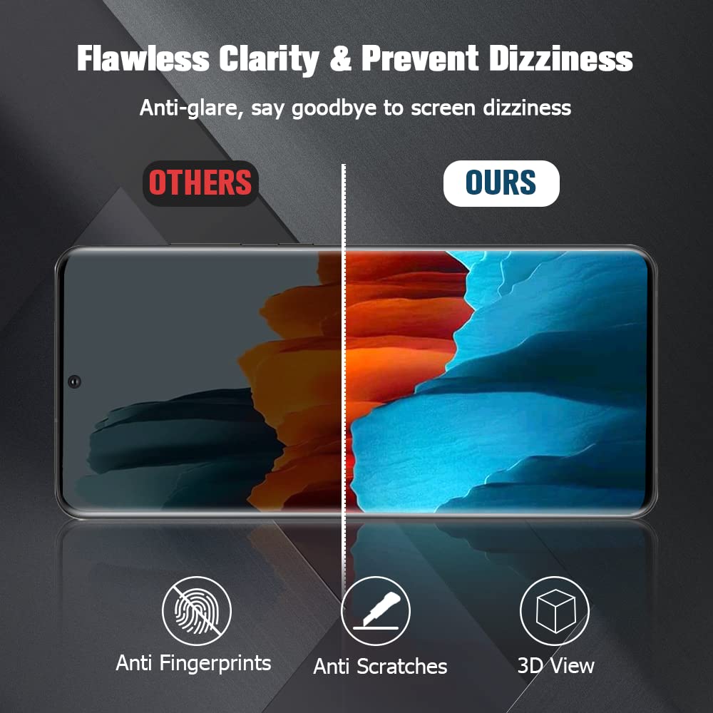 [2+2Pack] Galaxy S21 Ultra Screen Protector + Camera Lens Protector, Full Clarity Coverage,9H Tempered Glass, Ultrasonic Fingerprint Support,Anti Bubble,3D HD Curved for Samsung S21 Ultra 6.8 Inch