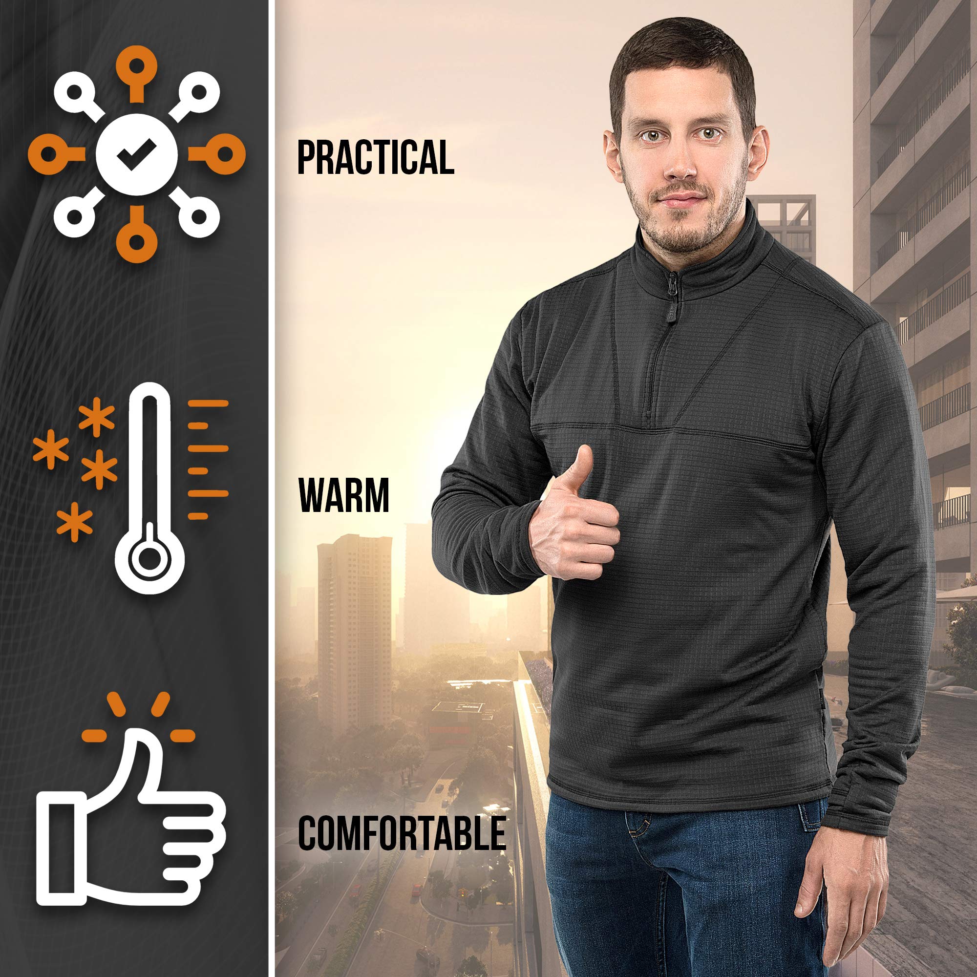 M-Tac Thermal Underwear for Men Fleece Lined Compression Shirt Delta Level 2 (Black, M)