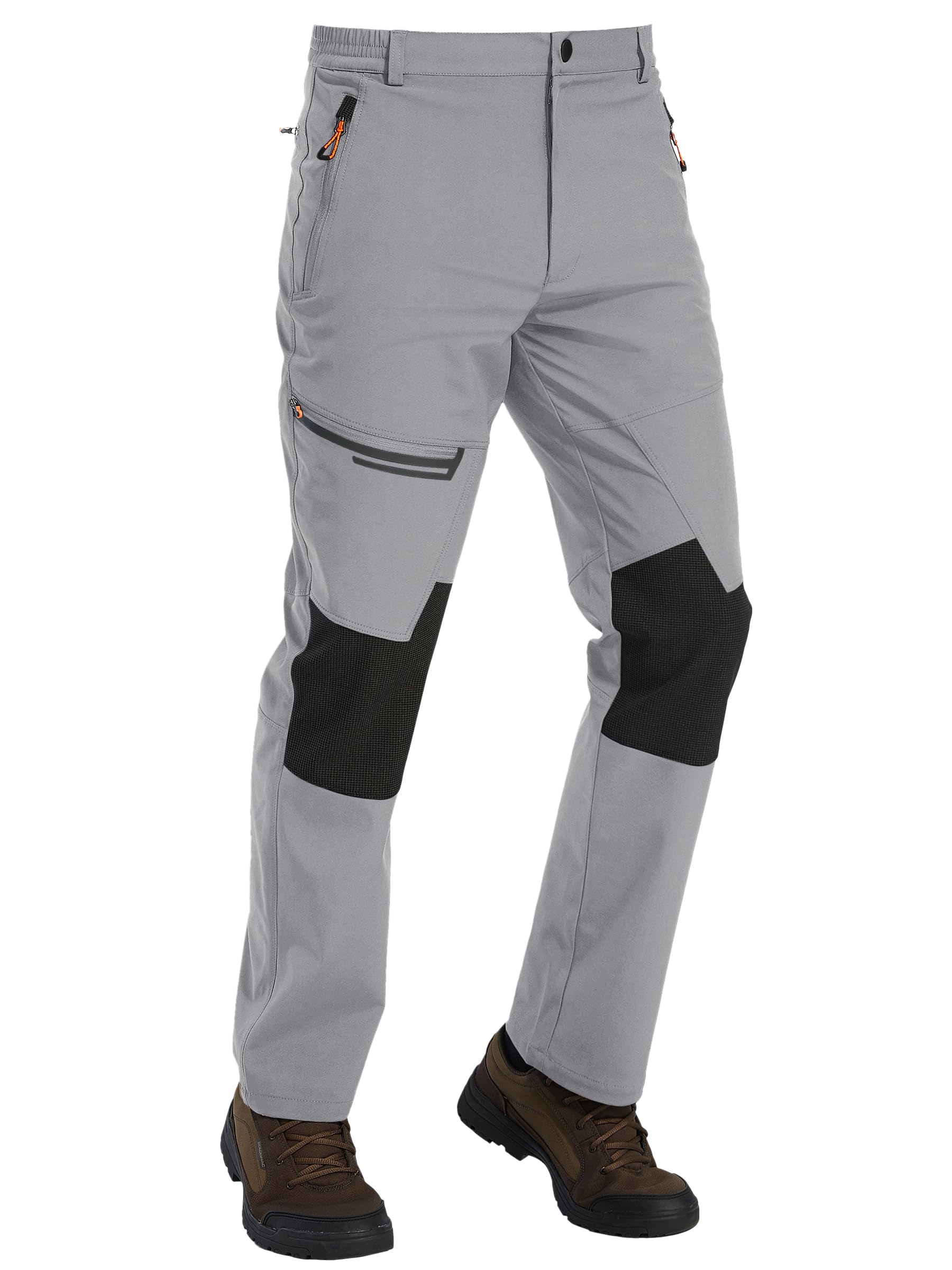 TACVASEN Fleece Lined Pants Men Insulated Ski Pants Water Resistant Snow Windproof Snowboard Trousers Hiking Winter Warm Outdoor Gray 38