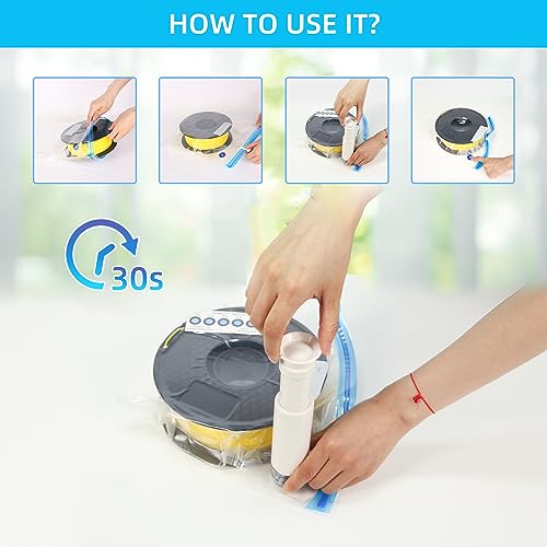 Domsanistor 3D Printing Filament Storage Bag Vacuum Kit, Filament Vacuum Bags 10Pcs with Hand Pump/Clips, Filament Bags Storage Spool Sealing for Keeping Filament Dry