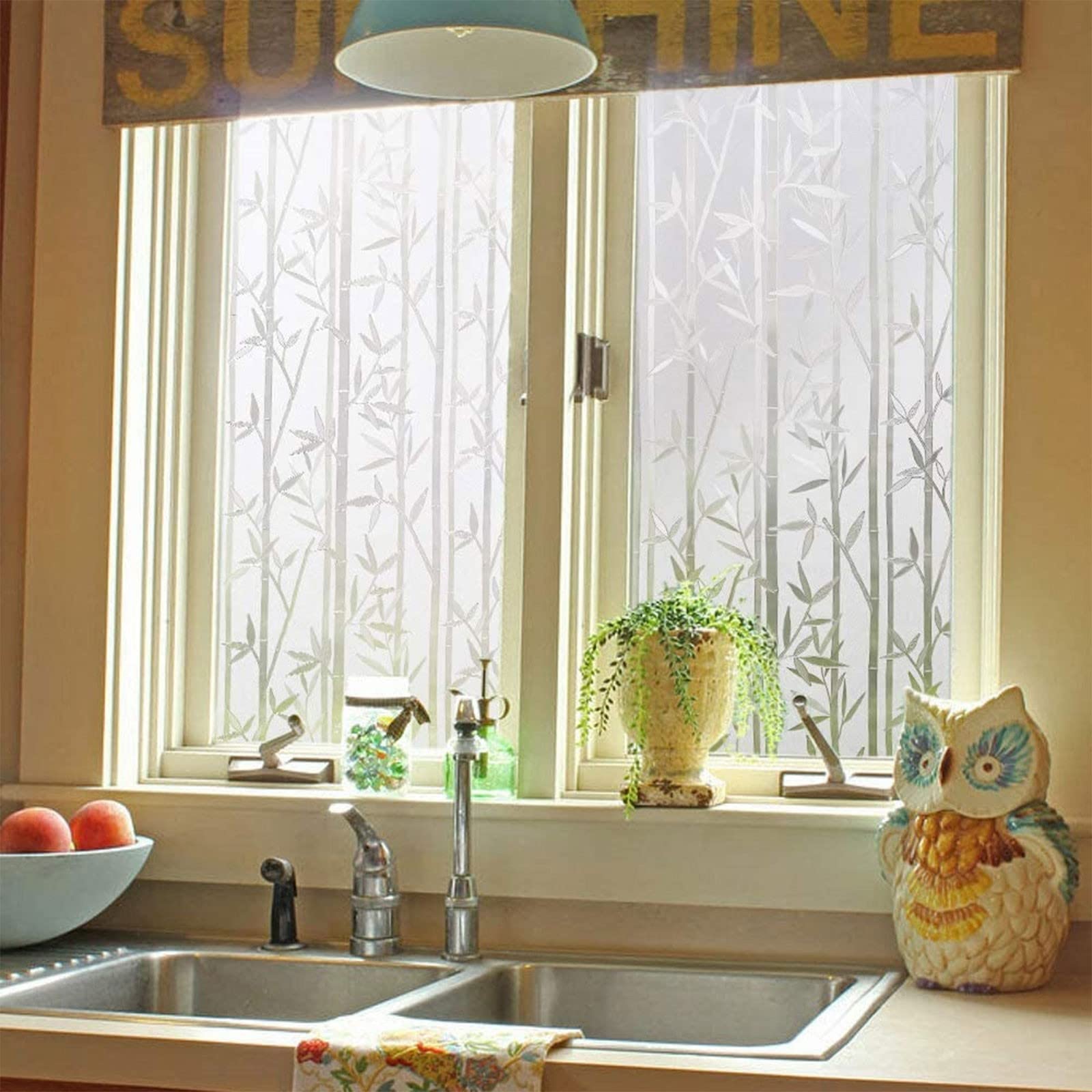 18x79 Privacy Window Films No Adhesive Static Cling Frosted Window Film Peel & Stick for Glass Window Decor Bathroom Sliding Door Self Care Stickers (White, One Size)