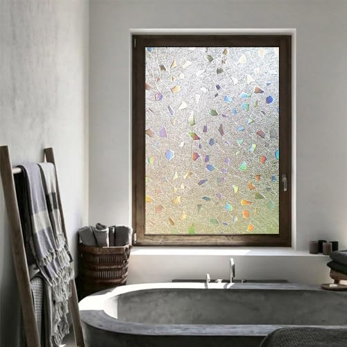 WPT 3D Semi-Privacy Window Film Self-Adhesive 2 Pack Frosted Semi Privacy Static Cling Home Bedroom Bathroom Glass (35.4X 78.7 inches)