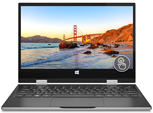 jumper EzBook X1 11.6 Inch 1080P FHD Touchscreen Laptop,Intel Celeron Quad core Processor,Flip Computer PC 6GB RAM,128GB eMMC,Windows 11 Home,Supports TF Card and 1TB M.2 SSD Extension - Silver