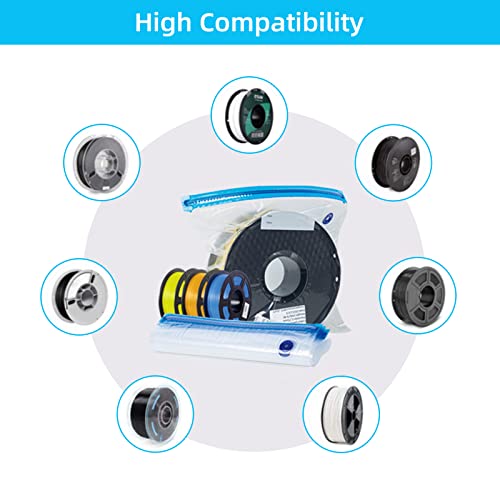 Domsanistor 3D Printing Filament Storage Bag Vacuum Kit, Filament Vacuum Bags 10Pcs with Hand Pump/Clips, Filament Bags Storage Spool Sealing for Keeping Filament Dry