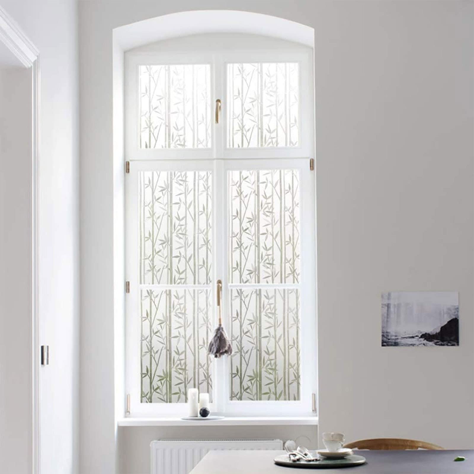 18x79 Privacy Window Films No Adhesive Static Cling Frosted Window Film Peel & Stick for Glass Window Decor Bathroom Sliding Door Self Care Stickers (White, One Size)