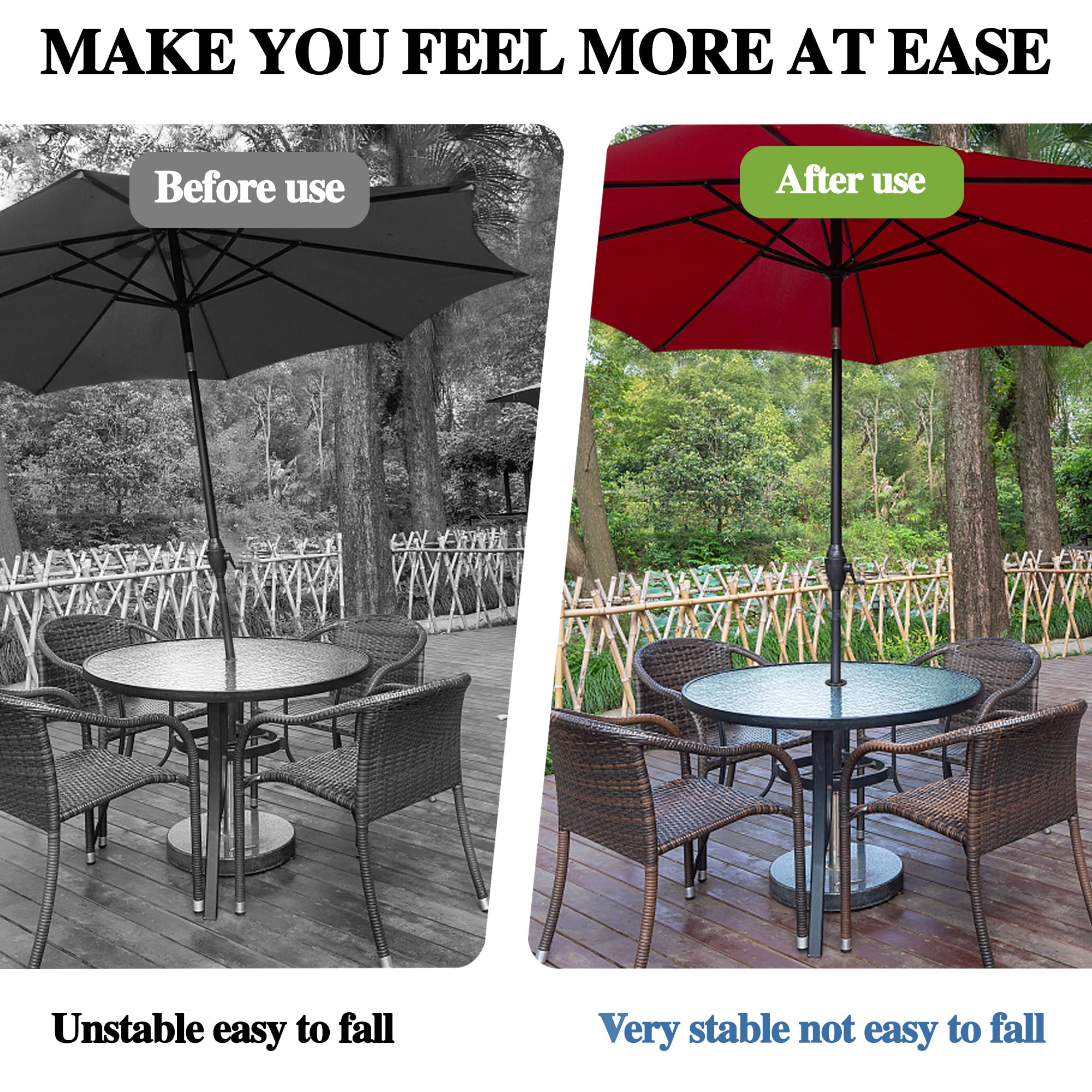 HQLESHUI 3 Pieces Patio Table Umbrella Hole Ring Umbrella Cone Wedge Plug Umbrella Stabilizer Sleeve for 2 to 2.6 Inch Patio Table Hole and 1.5 Inch or Umbrella Pole Adapter (Transparent)