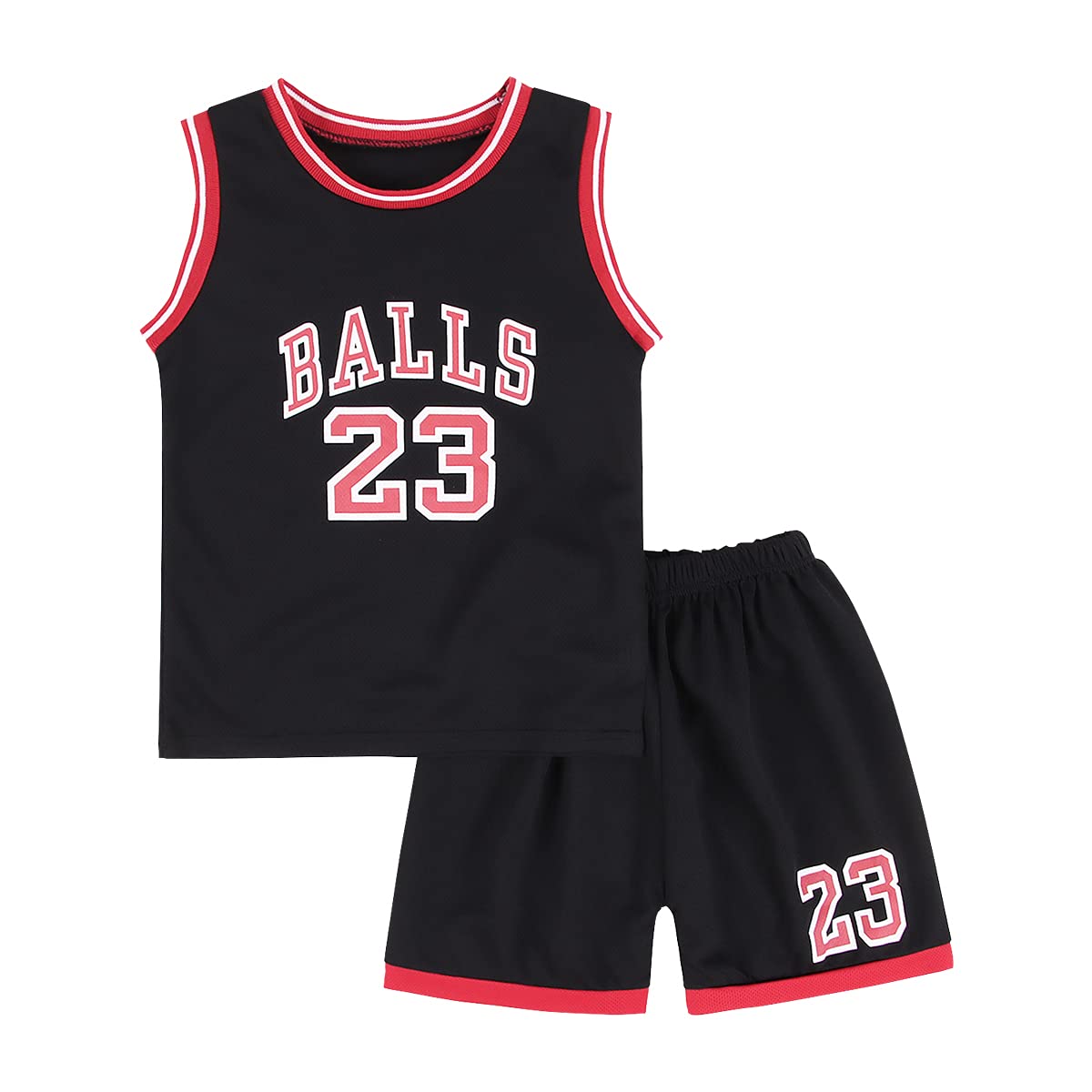 CM C&M WODRO Toddler Kid Basketball Jersey Outfit Baby Boy Girl Letters Tank Top + Track Shorts Sets Boy Summer Clothes (Black, 2-3T, 2 Years)