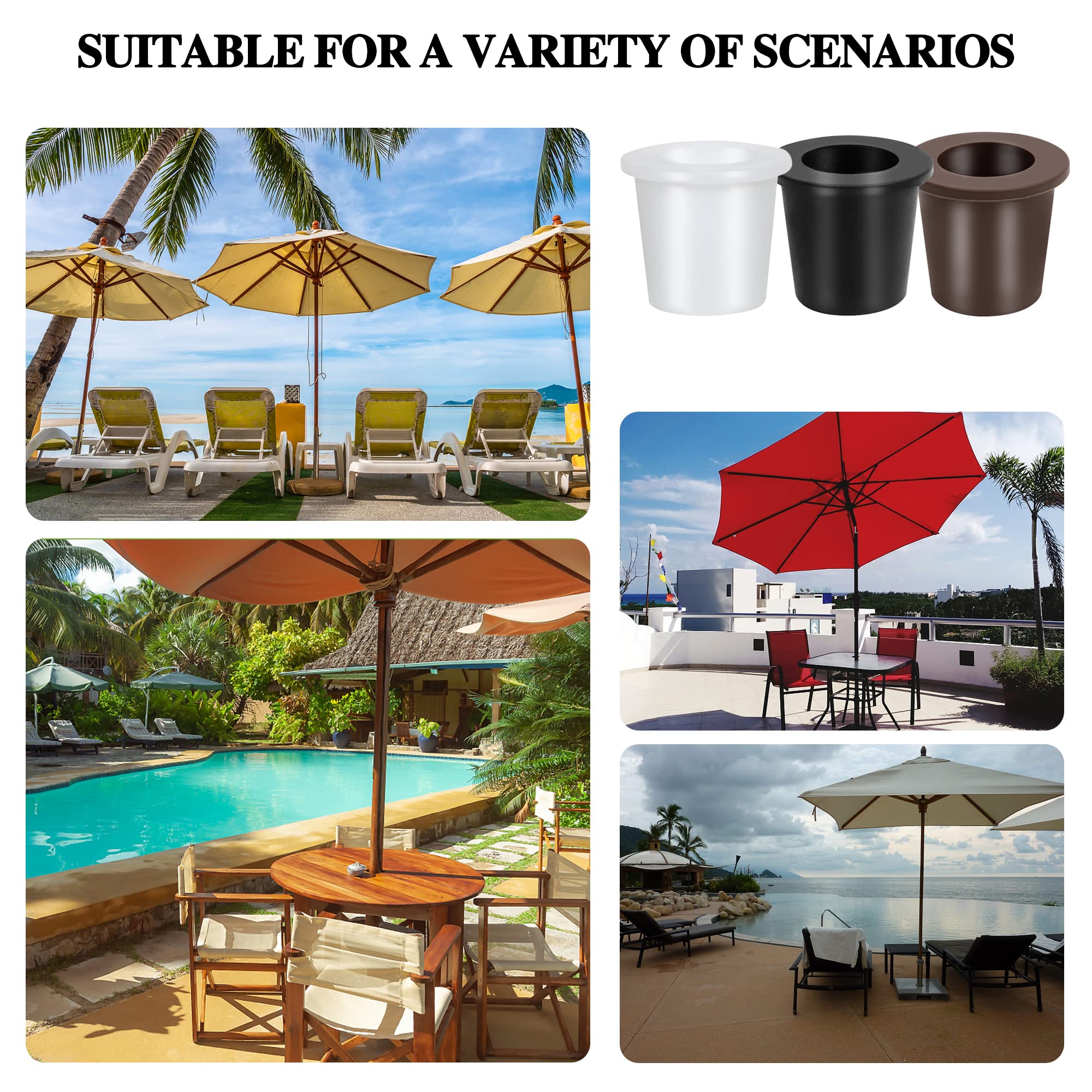 HQLESHUI 3 Pieces Patio Table Umbrella Hole Ring Umbrella Cone Wedge Plug Umbrella Stabilizer Sleeve for 2 to 2.6 Inch Patio Table Hole and 1.5 Inch or Umbrella Pole Adapter (Transparent)